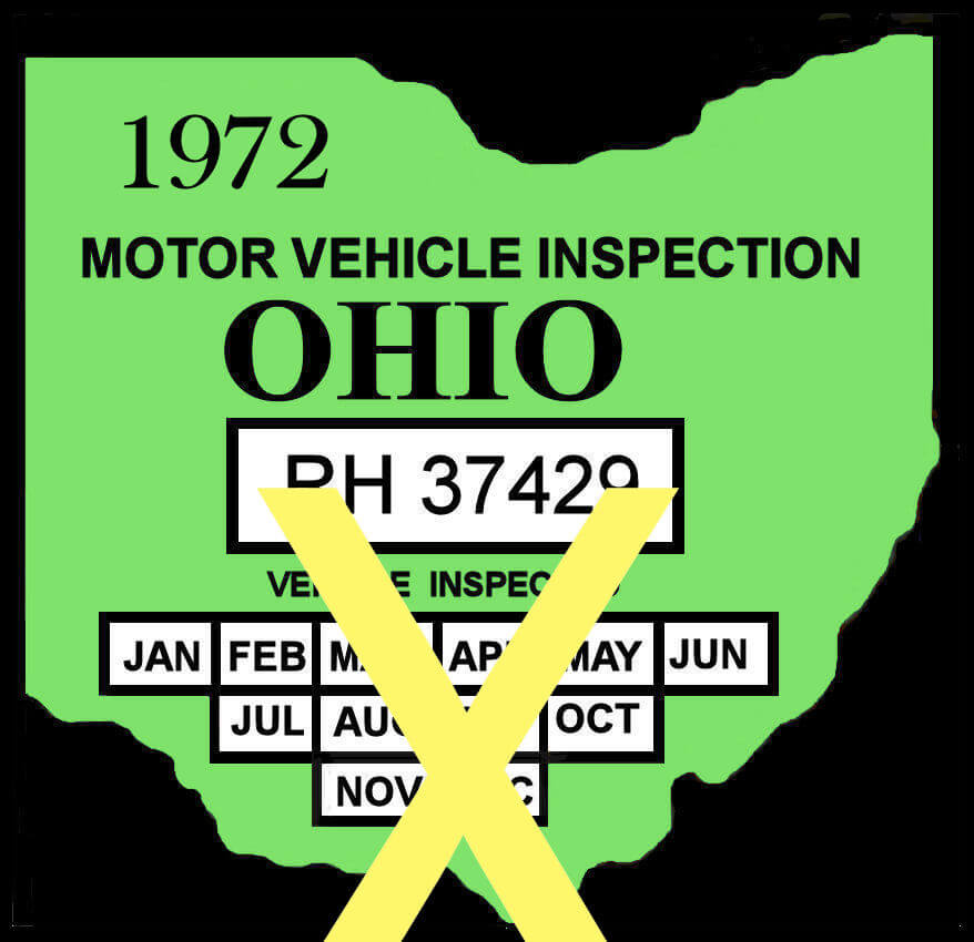 1972 Ohio INSPECTION Sticker : Bob Hoyts Classic Inspection Stickers ...