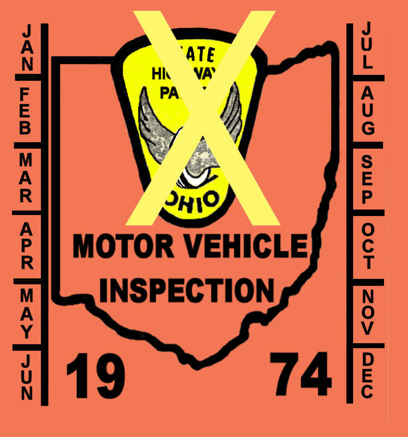 1974 Ohio INSPECTION Sticker : Bob Hoyts Classic Inspection Stickers ...