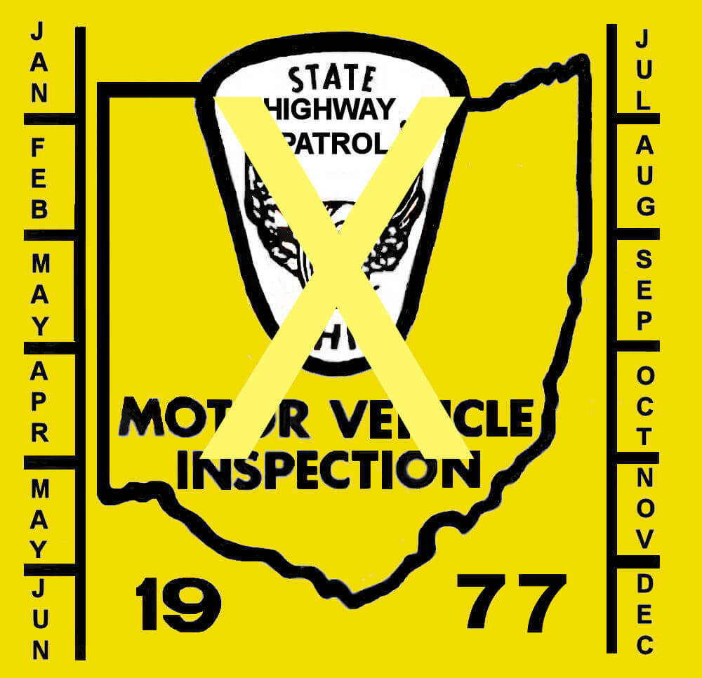 1977 Ohio INSPECTION Sticker : Bob Hoyts Classic Inspection Stickers ...