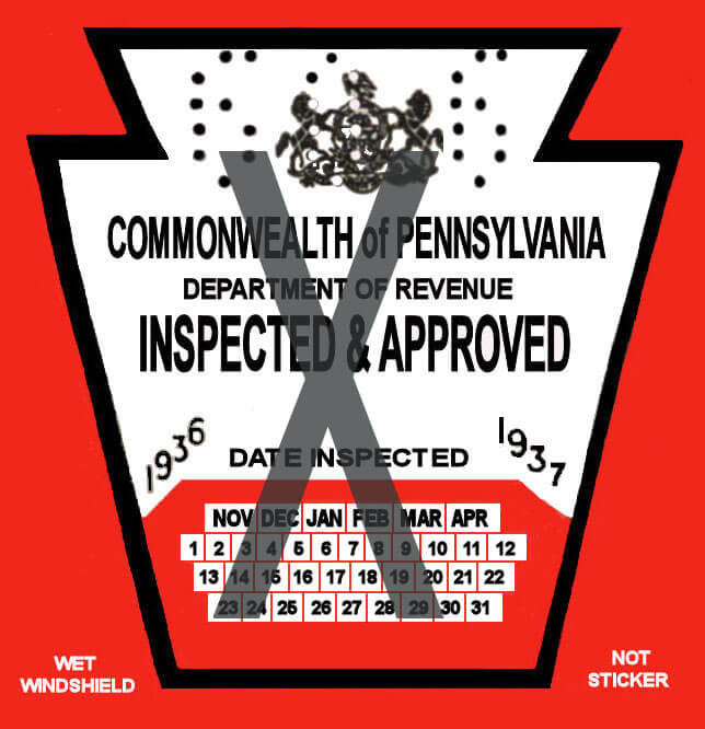 1936-37 Pennsylvania INSPECTION Sticker : Bob Hoyts Classic Inspection ...