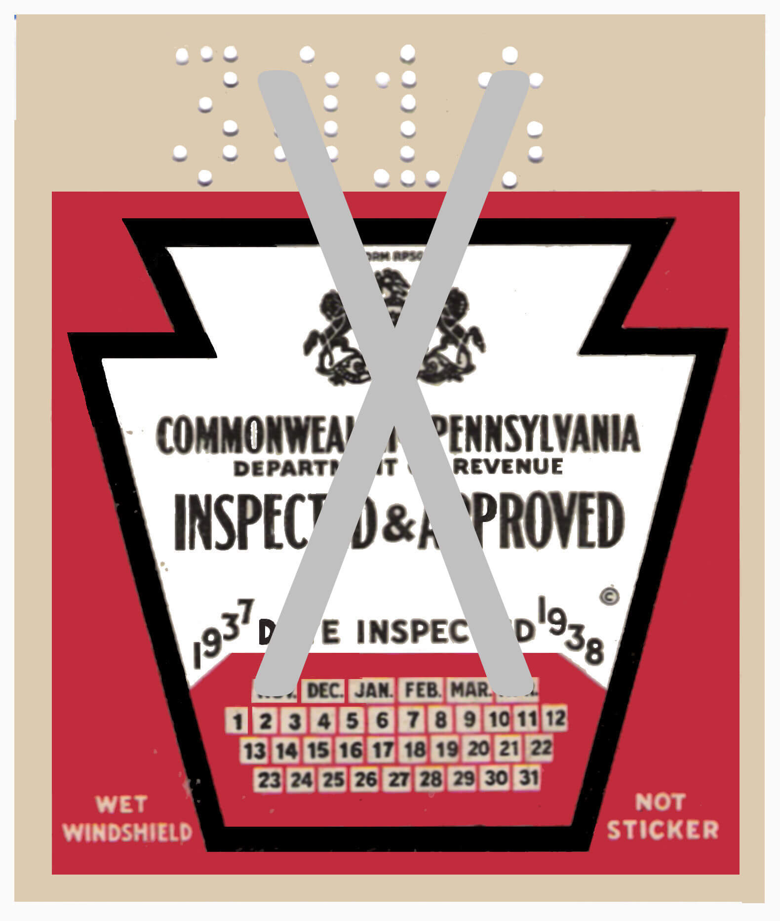 1937-38 Pennsylvania INSPECTION Sticker : Bob Hoyts Classic Inspection ...