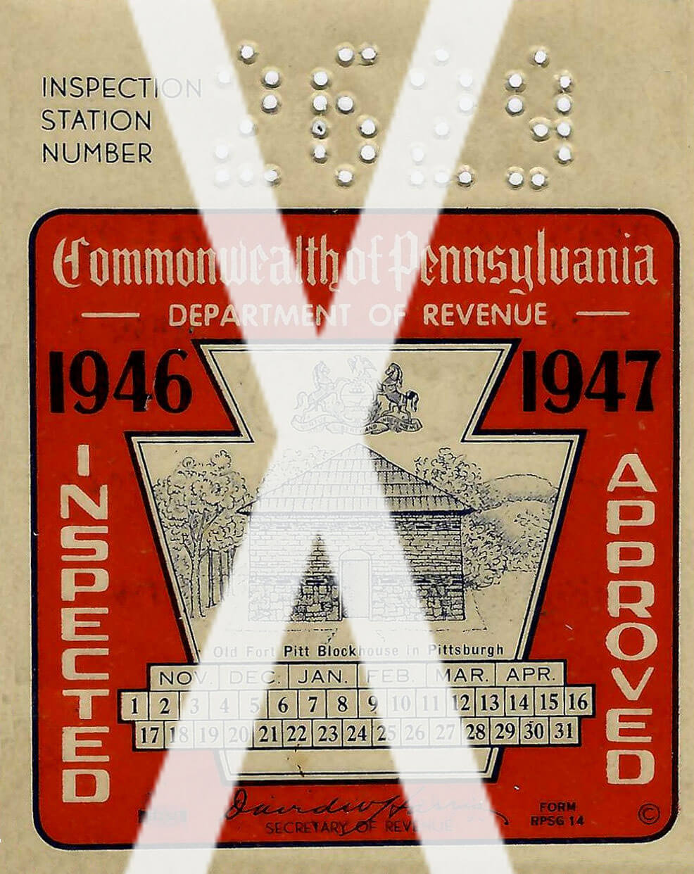1946-47 Pennsylvania INSPECTION Sticker : Bob Hoyts Classic Inspection ...