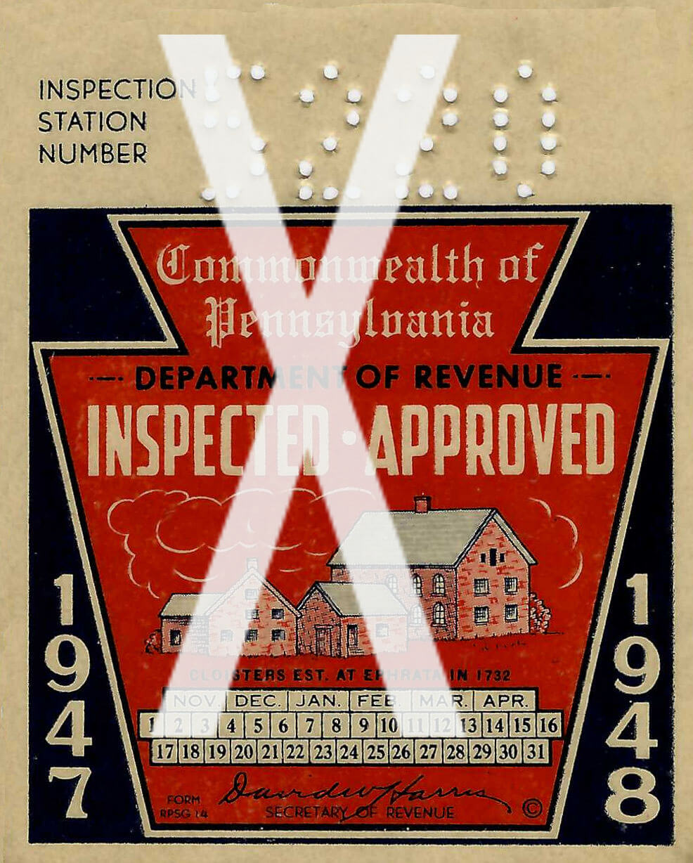 1947-48 Pennsylvania INSPECTION Sticker : Bob Hoyts Classic Inspection ...