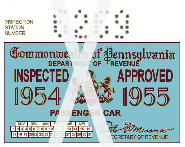 1954-55 Pensylvania INSPECTION Sticker : Bob Hoyts Classic Inspection ...