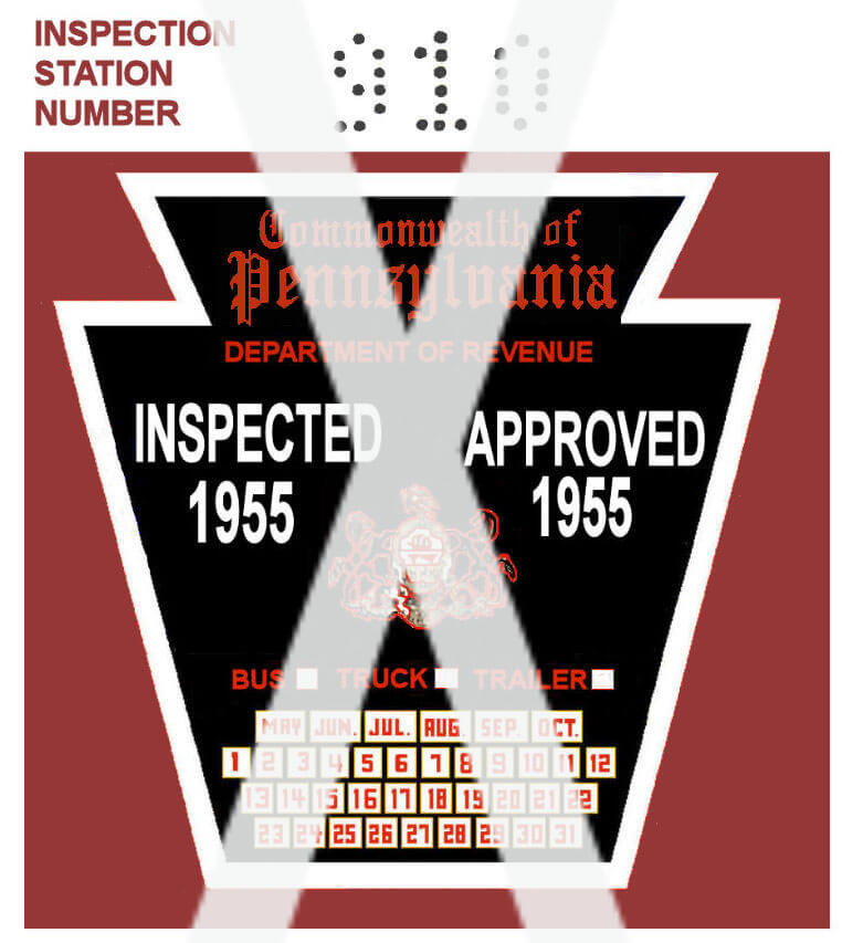 1955 Pennsylvania Truck Trailer Bus INSPECTION Sticker : Bob Hoyts ...