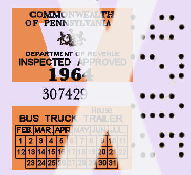 1964 Pennsylvania TRUCK Inspection Sticker : Bob Hoyts Classic ...