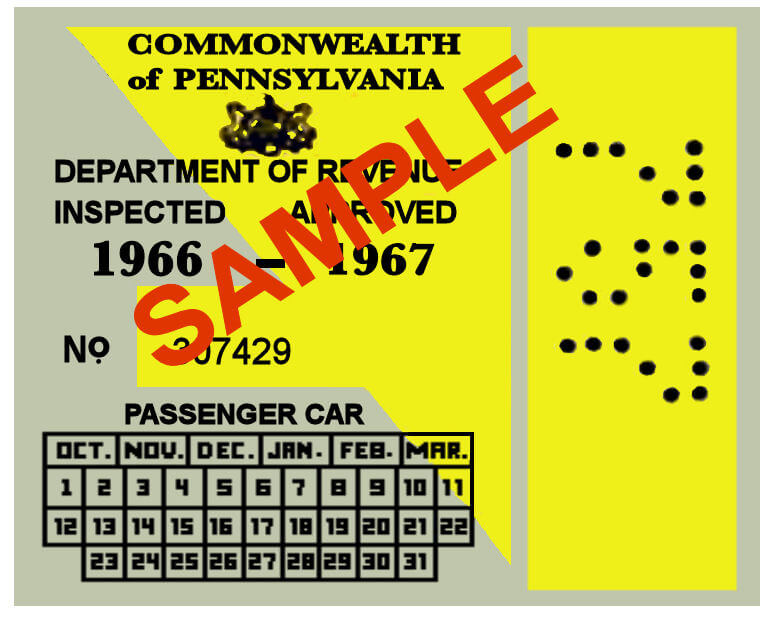 1966 Pennsylvania Inspection Sticker : Bob Hoyts Classic Inspection ...