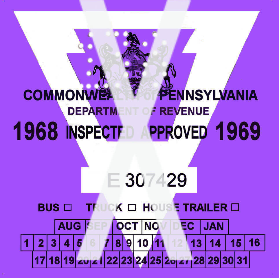 1968-69 Pennsylvania TRUCK Inspection Sticker : Bob Hoyts Classic ...