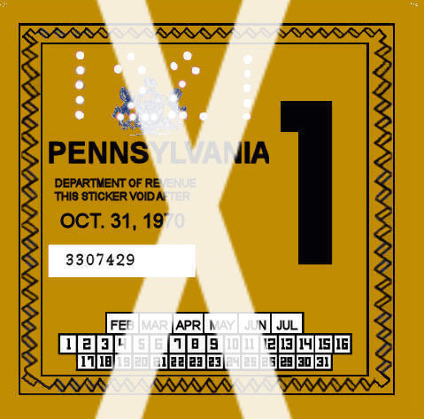 1970-1 Pennsylvania Inspection Sticker : Bob Hoyts Classic Inspection ...