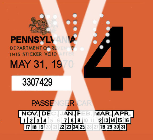 1970-4 PA inspection sticker : Bob Hoyts Classic Inspection Stickers ...