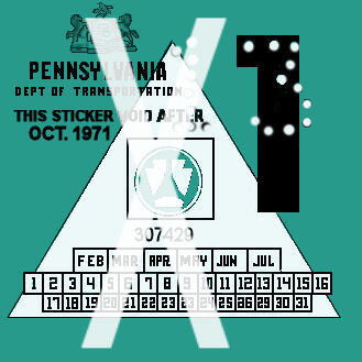 1971-1 Pennsylvania Inspection Sticker : Bob Hoyts Classic Inspection ...