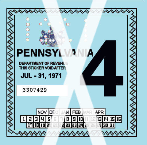1971-4 Pennsylvania Inspection Sticker : Bob Hoyts Classic Inspection ...
