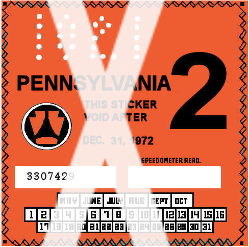1972-2 Pennsylvania INSPECTION Sticker : Bob Hoyts Classic Inspection ...