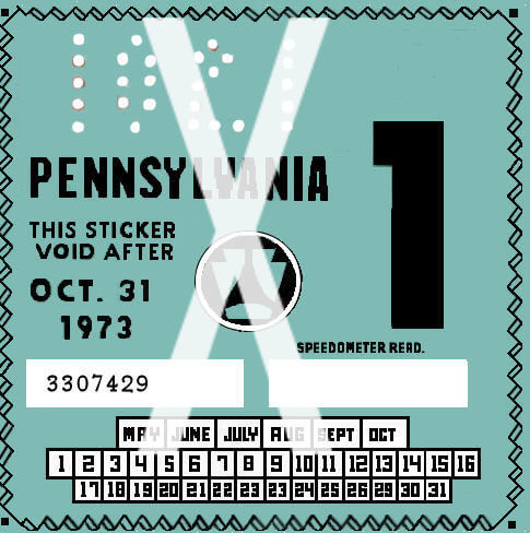 1973-1 Pennsylvania INSPECTION Sticker : Bob Hoyts Classic Inspection ...