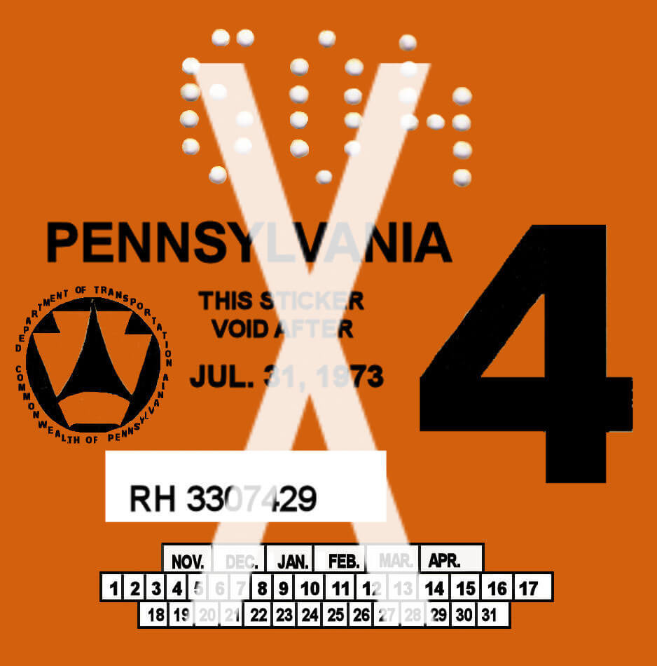 1973-4 Pennsylvania INSPECTION Sticker : Bob Hoyts Classic Inspection ...