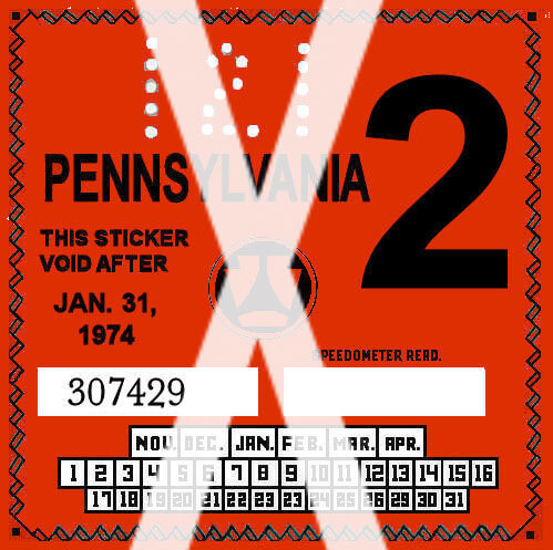 1974-2 Pennsylvania Inspection Sticker : Bob Hoyts Classic Inspection ...