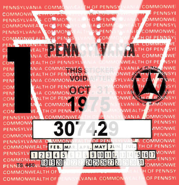 1975-1 Pennsylvania Inspection Sticker : Bob Hoyts Classic Inspection ...