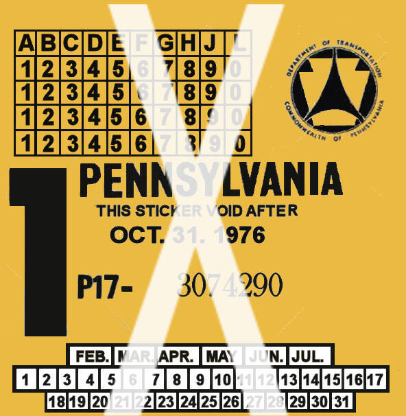 1976-4 Pennsylvania INSPECTION Sticker : Bob Hoyts Classic Inspection ...