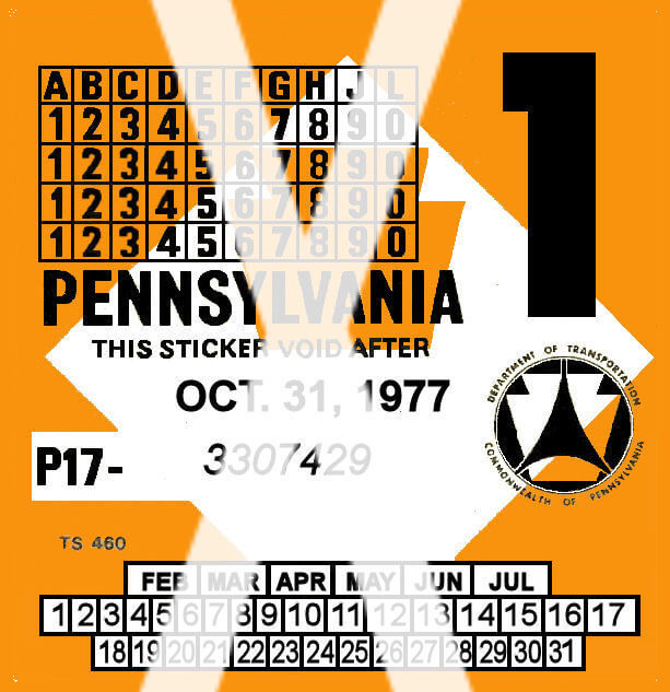 1977-1 Pennsylvania Inspection Sticker : Bob Hoyts Classic Inspection ...