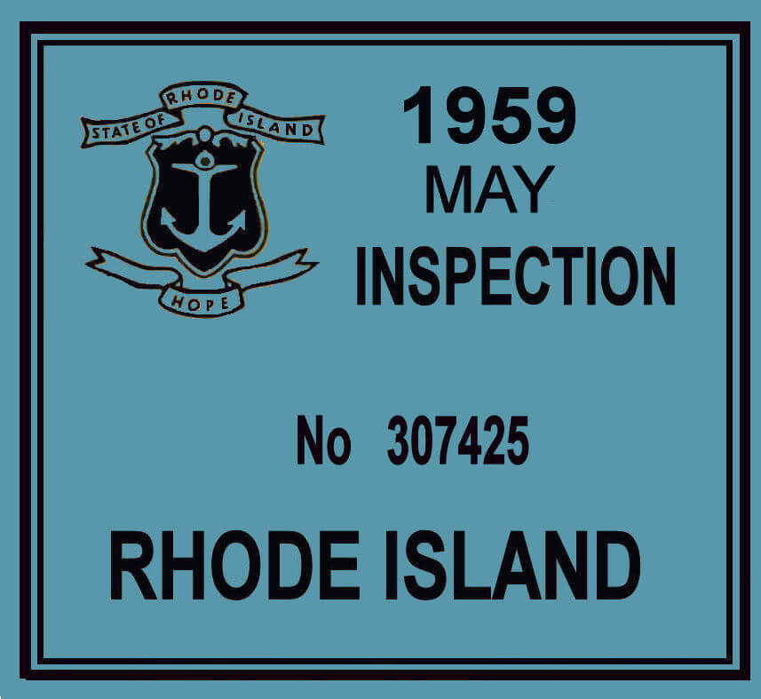 1959 Rhode Island Inspection sticker : Bob Hoyts Classic Inspection ...