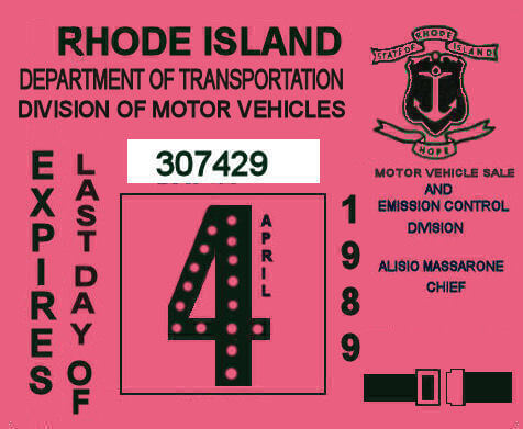 1989 Rhode Island Inspection : Bob Hoyts Classic Inspection Stickers ...