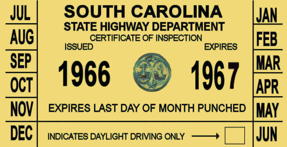 South Carolina : Bob Hoyts Classic Inspection Stickers | Add a Final ...