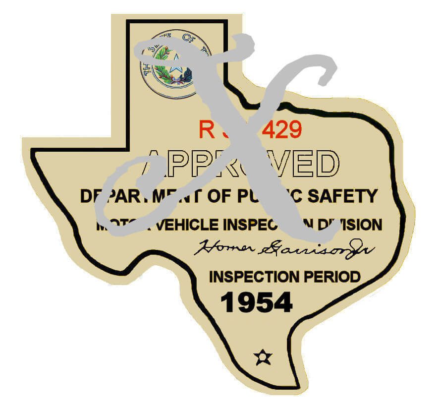 1954 Texas Inspection Sticker : Bob Hoyts Classic Inspection Stickers ...