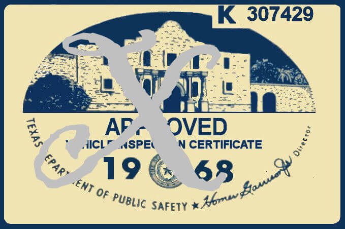 1968 Texas Inspection Sticker : Bob Hoyts Classic Inspection Stickers ...