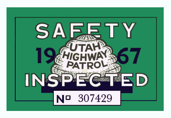 1967 Utah Inspection Sticker : Bob Hoyts Classic Inspection Stickers ...