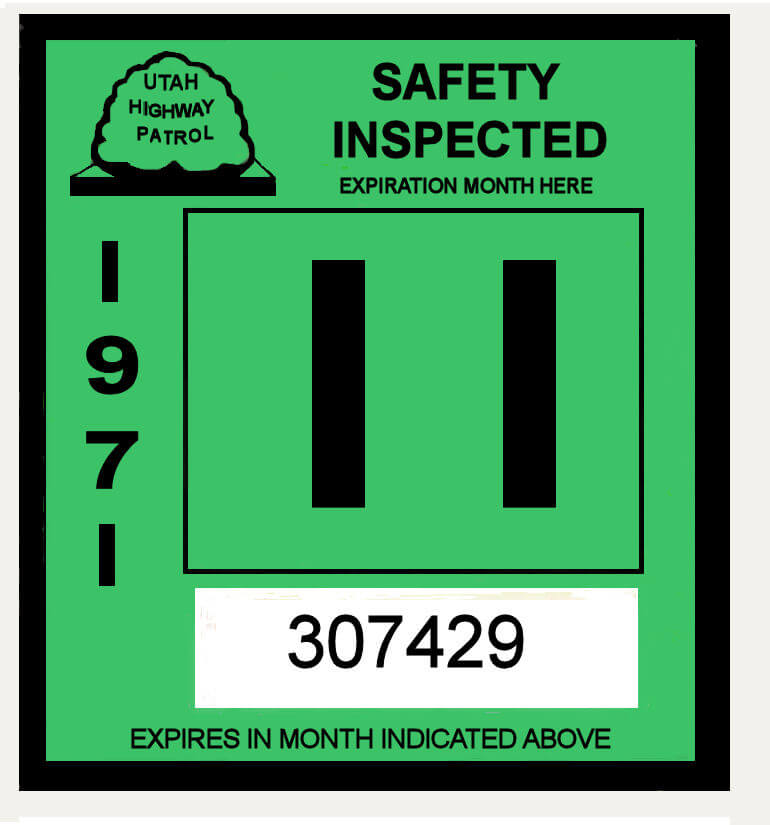 1971 Utah INSPECTION Sticker : Bob Hoyts Classic Inspection Stickers ...