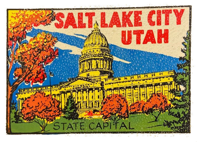 Utah (3) Salt Lake City Vintage Vacation Sticker : Bob Hoyts Classic ...