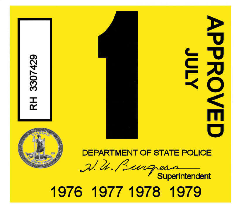 Virginia : Bob Hoyts Classic Inspection Stickers | Add a Final Touch to ...