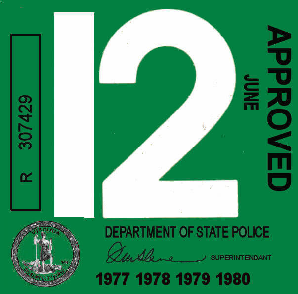 1977-1980 Virginia inspection sticker : Bob Hoyts Classic Inspection ...