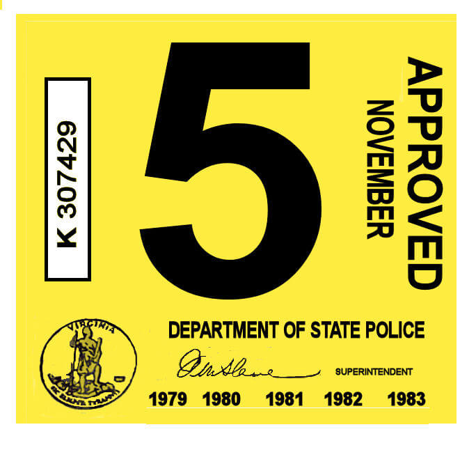 1979-83 Virginia Inspection Sticker : Bob Hoyts Classic Inspection ...