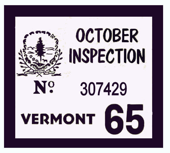 1965 Vermont INSPECTION Station : Bob Hoyts Classic Inspection Stickers ...