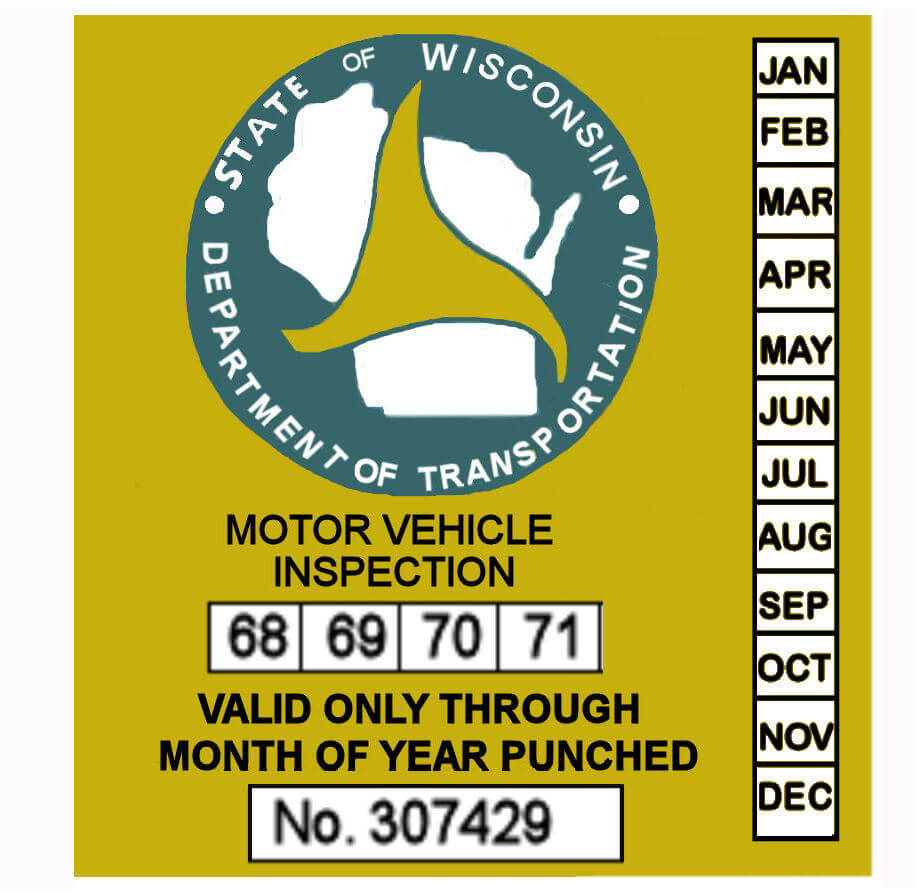 1968 to 1971 Wisconsin Inspection Sticker : Bob Hoyts Classic ...