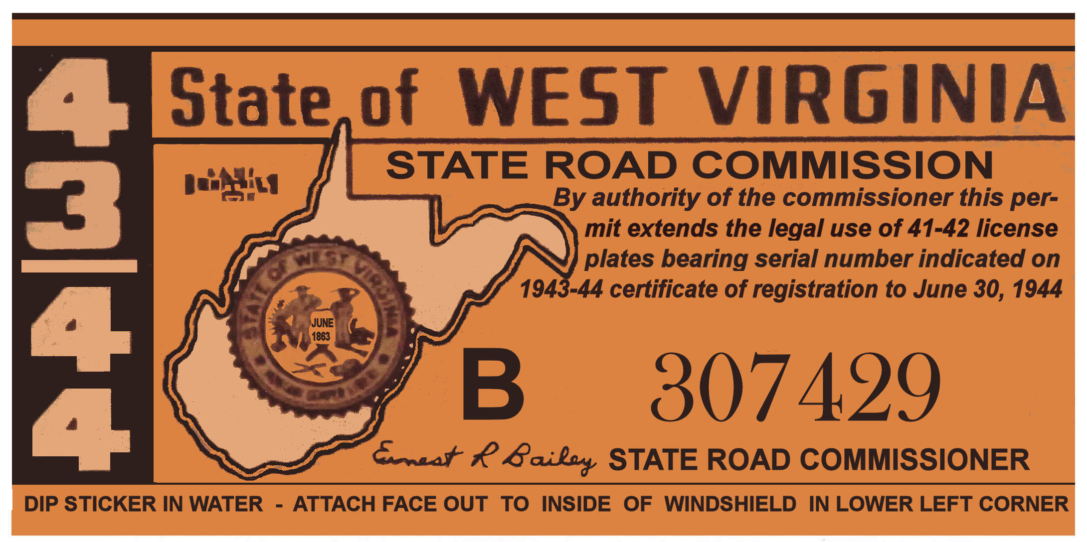 1943-44 WV registration sticker : Bob Hoyts Classic Inspection Stickers ...
