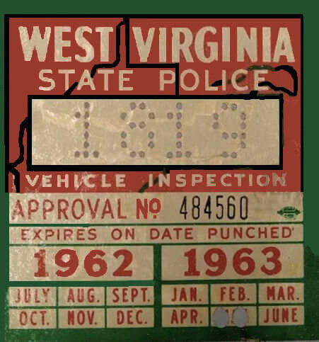 1962-63 WV Inspection Sticker : Bob Hoyts Classic Inspection Stickers ...