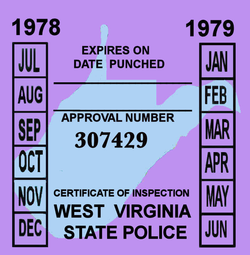 1978-79 West Virginia Inspection Sticker : Bob Hoyts Classic Inspection ...