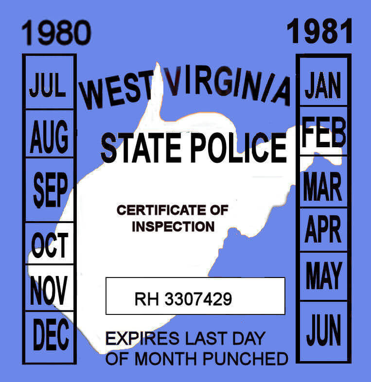 1980-81 West Virginia inspection sticker : Bob Hoyts Classic Inspection ...